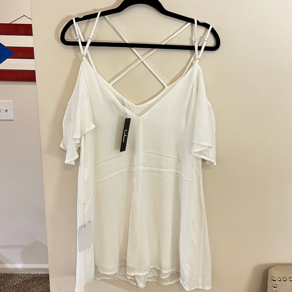 Lulus | Dresses | Nwt Lulus White Mini Dress With Xcross Front And Back ...